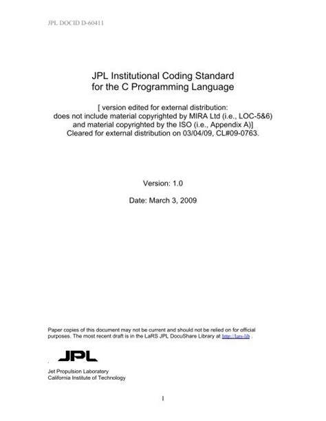 Jpl Coding Standard C