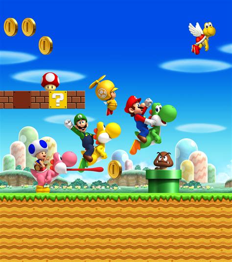 New Super Mario Bros Wii Artwork Including The Playable Characters