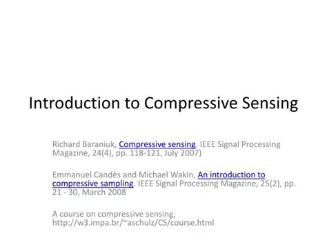 Ppt Introduction To Compressive Sensing Powerpoint Presentation Free Download Id2730061