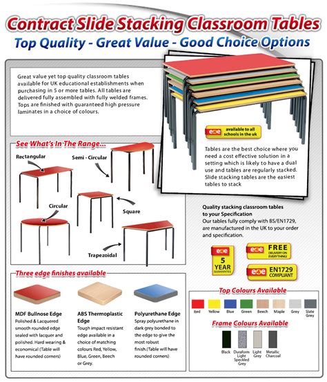 E E Trusted Supplier Of Quality Contract Slide Stacking Classroom Tables