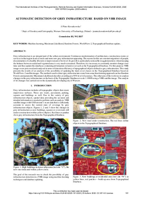 Pdf Automatic Detection Of Grey Infrastructure Based On Vhr Image