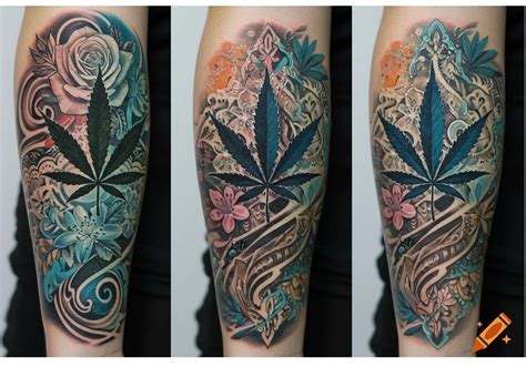 Three Distinct Watercolor Style Tattoos Featuring A Central Dark