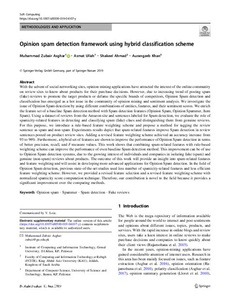 Pdf Opinion Spam Detection Framework Using Hybrid Classification Scheme