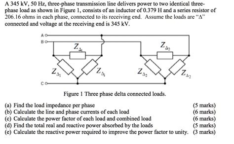 Solved A 345 Kv 50 Hz Three Phase Transmission Line Delivers Power To Two Identical Three