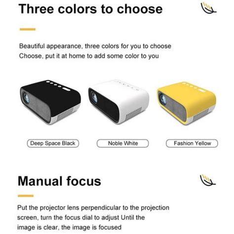 Yg Led P Portable Home Theater Mini Pocket Projector Yellow Us Plug Kentfaith