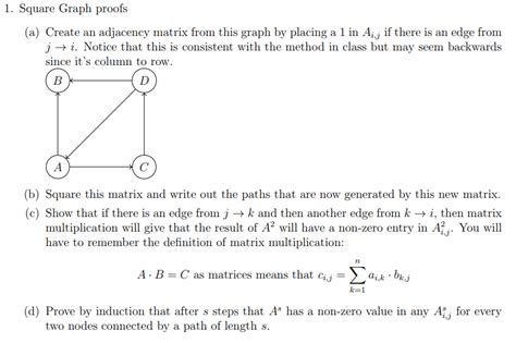 Square Graph Proofs A Create An Adjacency Matrix