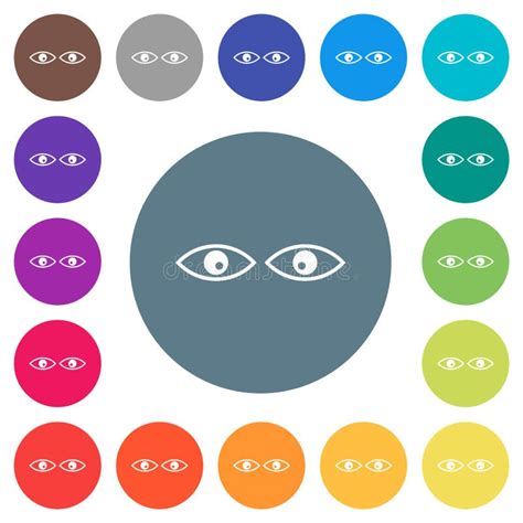 Watching Eyes Outline Flat White Icons On Round Color Backgrounds Stock Vector Illustration Of