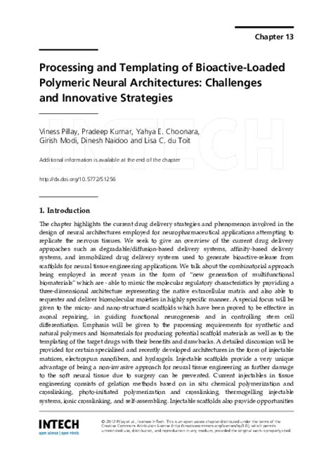 Pdf Processing And Templating Of Bioactive Loaded Polymeric Neural Architectures Challenges