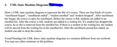 Solved 3 UML State Machine Diagrams Draw A UML State Chegg Com