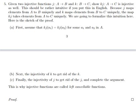 solved 5 given two injective functions j a→b and k b→c