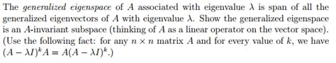 The Generalized Eigenspace Of A Associated With