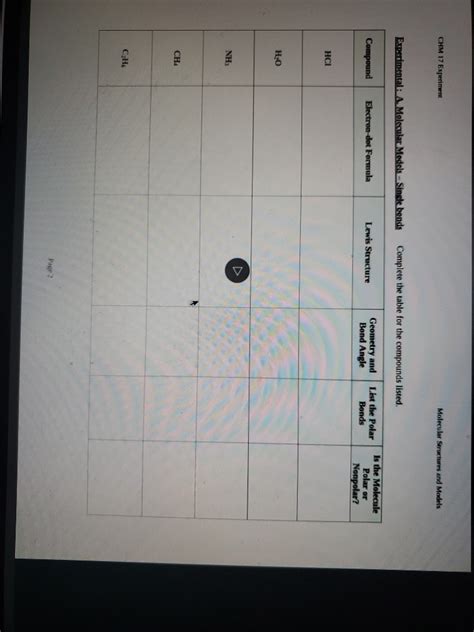 Solved Chm 17 Experiment Molecular Structures And Models