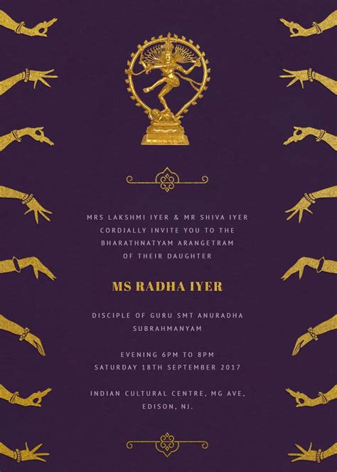 Top 10 Bharatanatyam Invitation Ideas And Inspiration