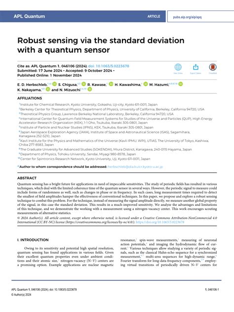 Pdf Robust Sensing Via The Standard Deviation With A Quantum Sensor