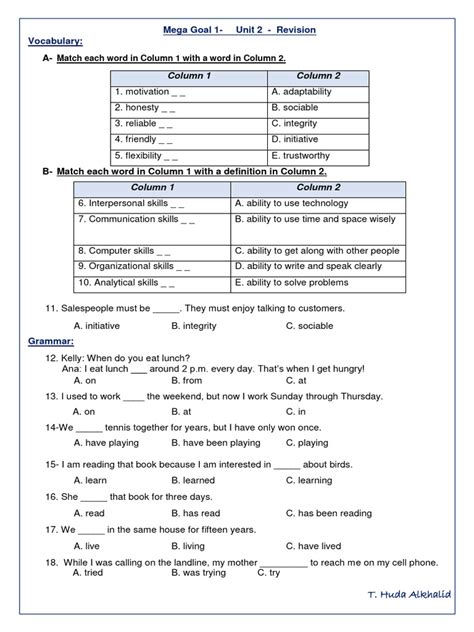 column 1 column 2 mega goal 1 unit 2 revision vocabulary pdf