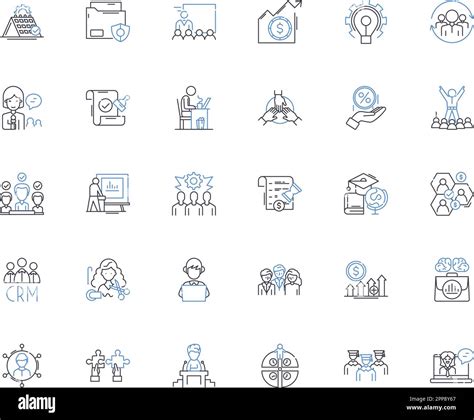 Labor Output Line Icons Collection Efficiency Productivity Output