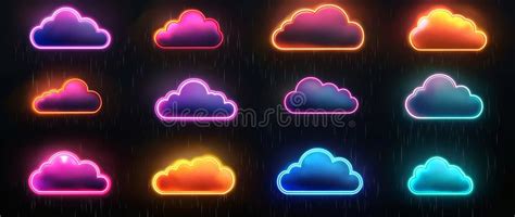 An Image Of Cloud Technology Is Represented By An Icon With A Glowing Neon Outline And A Simple