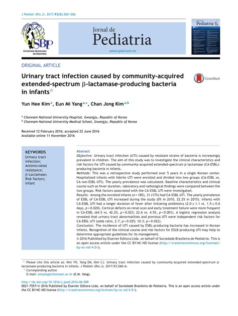 Pdf Urinary Tract Infection Caused By Community Acquired Extended Spectrum β Lactamase