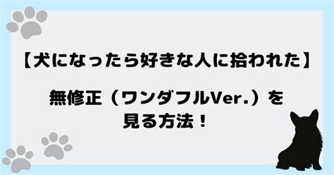 【犬になったら好きな人に拾われた】無修正（ワンダフルver）を見る方法！ プレシネマ情報局