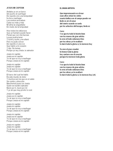 Jesús Es Mi Capitán Letra Y Acordes Pdf