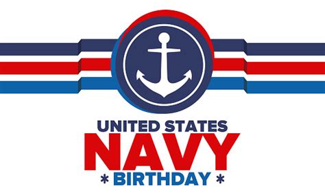 미국 해군 생일 미국에서 휴가 미국 해군 군대의 해군 전쟁 지점 10월 13일에 경축 앵커 기호입니다 애국 적인 요소 포스터 카드 배너 벡터 해안 경비대에 대한 스톡 벡터