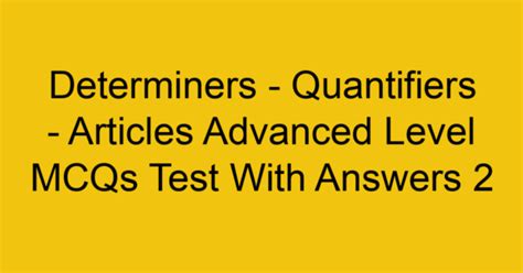 Quantifiers Tests English Tests Online