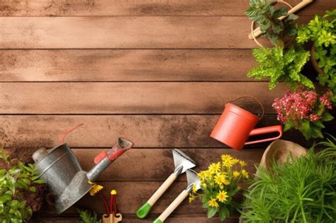Premium Ai Image Gardening Tools And Equipment Flat Lay Ai Generated