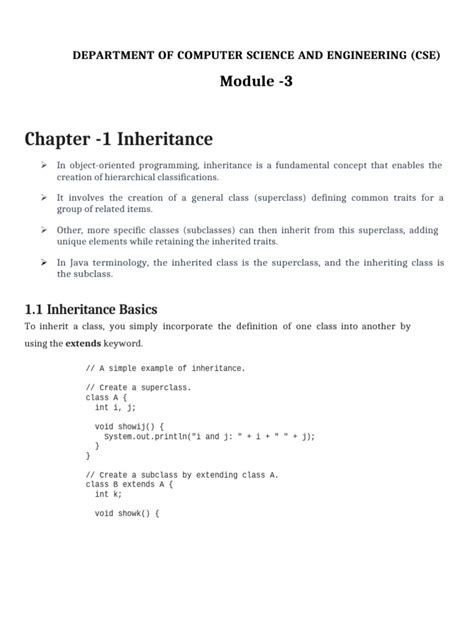 Module 3 Java Notes Pdf Method Computer Programming Inheritance