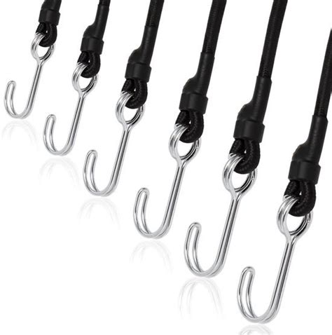 Span Elastiek Met Haak Bagagespanner Fiets 6 Stuks Rubber 8 Mm X 90 Cm Bol