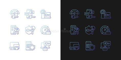 Password Requirements Gradient Icons Set For Dark And Light Mode Stock Vector Illustration Of