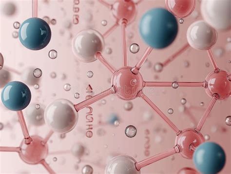 Molecular Structure With Colorful Atoms And Bubbles On A Light Background Stock Illustration