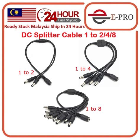 DC 1 Female To 2 4 8 Male Power Splitter Cable Wire Y Adapter 5 1mm 2 1mm For CCTV Camera DVR