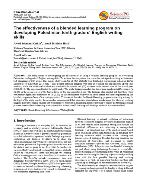 The Effectiveness Of A Blended Learning Pdf Educational Technology Learning