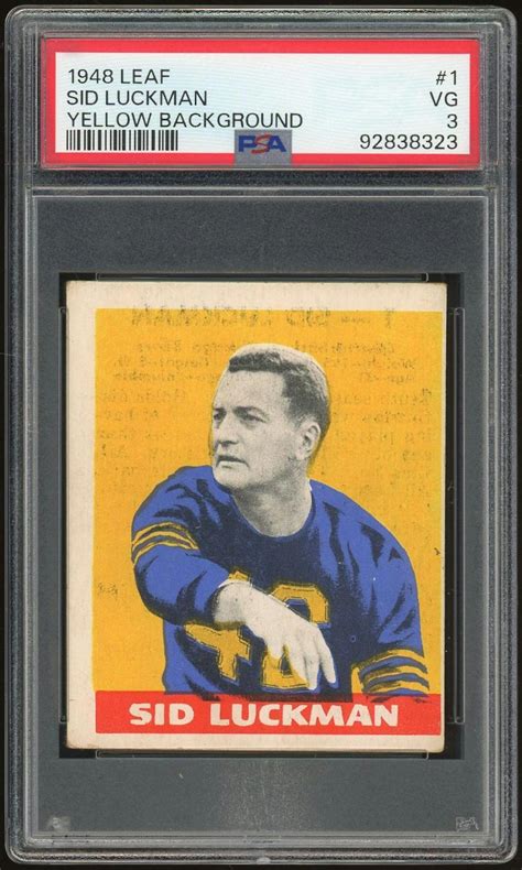 1948 Leaf 1 Sid Luckman Rc Yellow Background Psa 3 8323 Reed Buy