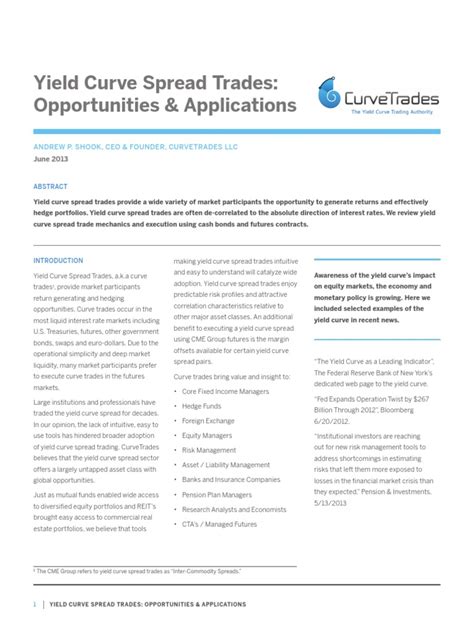 Yield Curve Spread Trades Pdf Yield Curve Futures Contract
