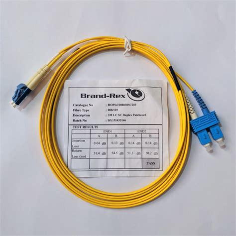 PATCHCORD DE FIBRA ÓPTICA DUPLEX MONOMODO 008 125 CONECTOR LC A SC DE 3 METROS BRAND REX