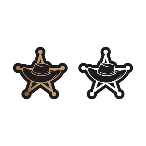 카우보이 모자 로고 아이콘 벡터 디자인 서식 파일 프리미엄 벡터