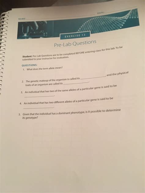 Solved EXERCISE 12 Pre Lab Questions Babe Pre Lab Chegg Com