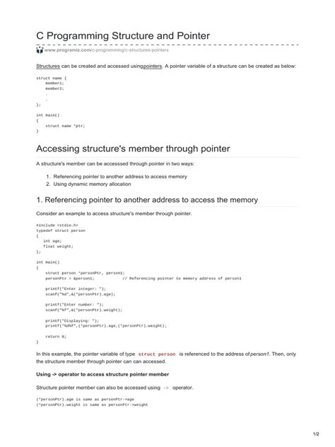 C Programming Structure And Pointer Pdf Computer Programming