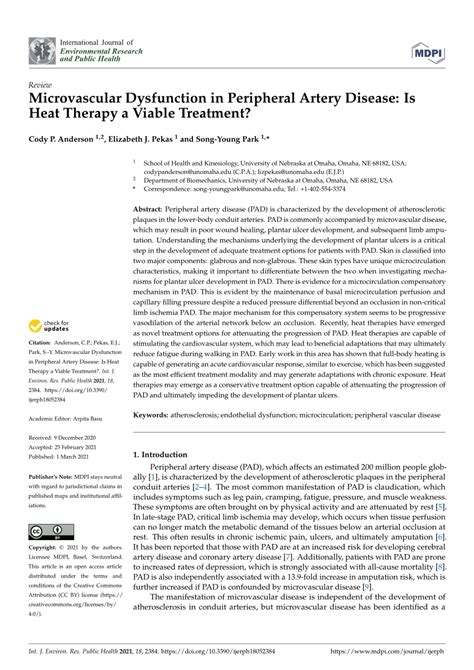 Pdf Microvascular Dysfunction In Peripheral Artery Disease Is Heat Therapy A Viable Treatment
