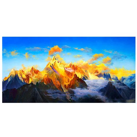 御畫房日照金山 國家一級畫師手繪油畫60120cm VF 145