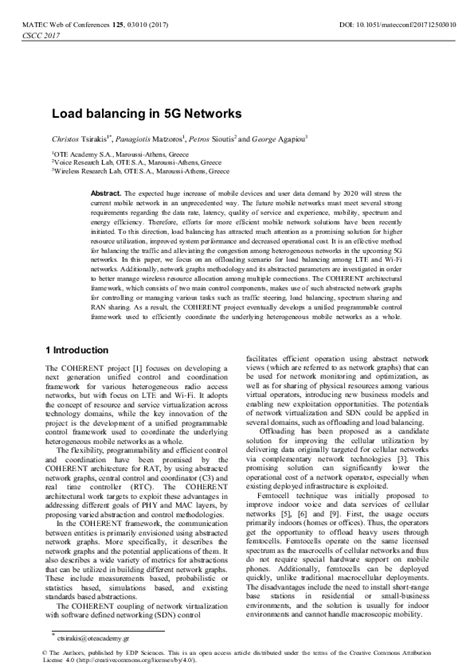 Pdf Load Balancing In 5g Networks