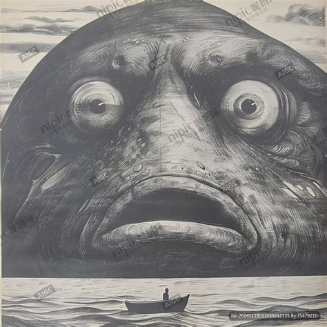 Ai创作图深海鱼手绘 深海鱼手绘插画 鲲鲸鱼大鱼 超现实主义画派画家 大鲸鱼仙人 海的颂歌手绘 雄鱼海报 画深渊立体画 大嘴巴的鱼 食人鱼图片
