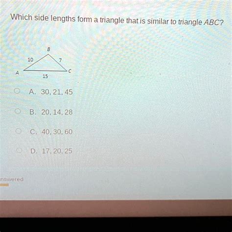 Solved Which Side Lengths Form A Triangle That Is Similar To Triangle Abc Which Side Lengths