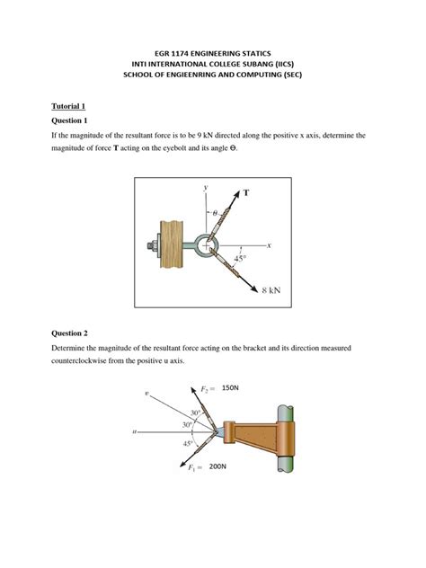 Egr 1174 Engineering Statics Tutorial 1 Pdf
