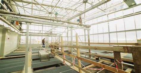 Men Assemble Constructions In Shopping Mall With Glass Walls Construction Stock Footage Ft