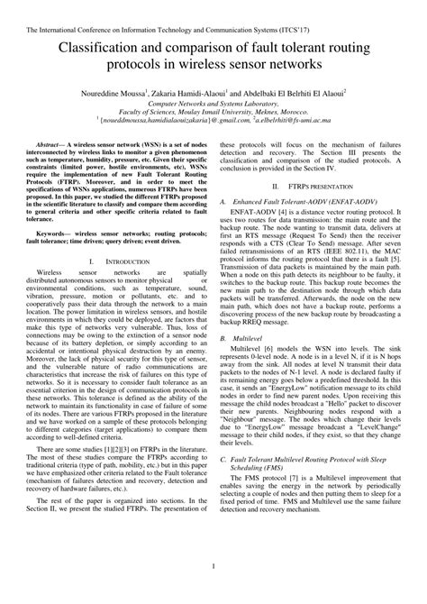 pdf classification and comparison of fault tolerant routing protocols