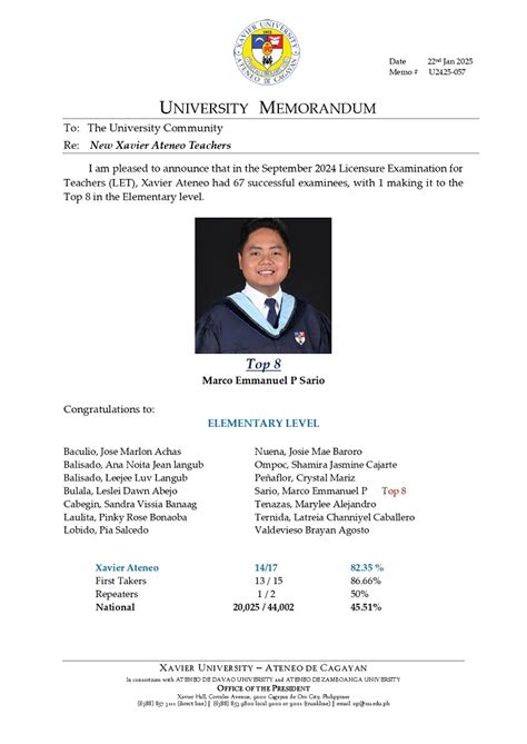 Xavier University Memo U New Xavier Ateneo Teachers