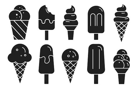 아이스크림 실루엣 클립 아트 세트입니다 아이스크림 아이콘 클립 아트 컬렉션 콘 컵 아이스 캔디 스틱 및 유리 요소 0명에 대한
