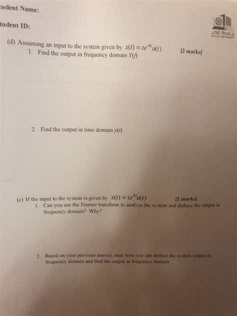 Solved Question 2 Basics Given A Lti System Defined By The